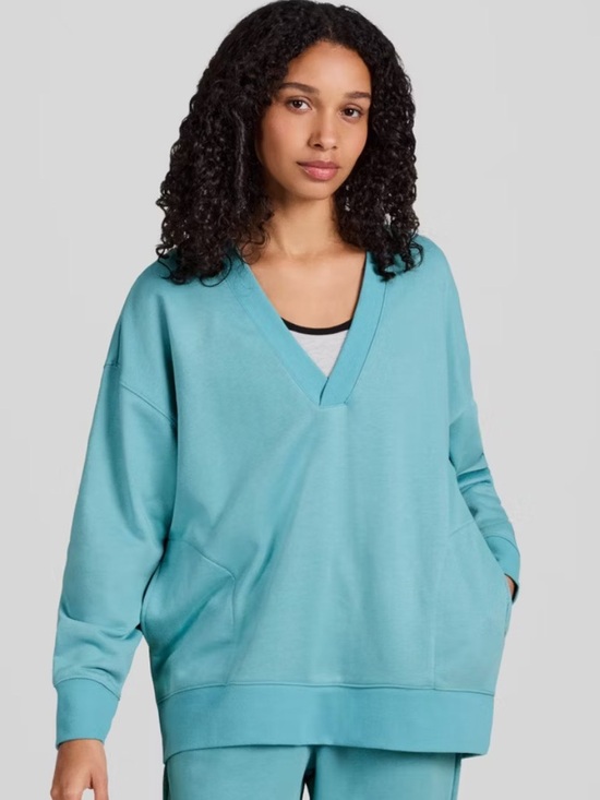 Tops | Champion Womens Longsleeve Vneckfrench Terry Pullover Milky Way ...